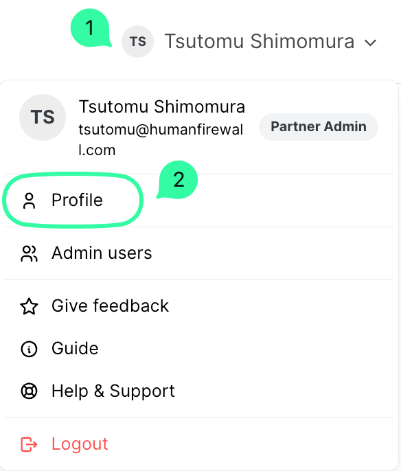Managing partner admin accounts